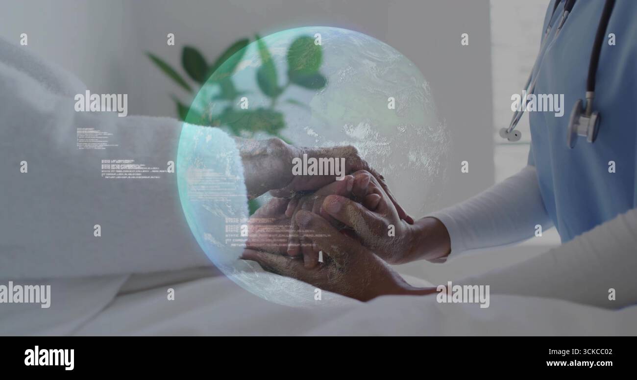 Holding hands nurse and patient showing global care at hospital, with ...