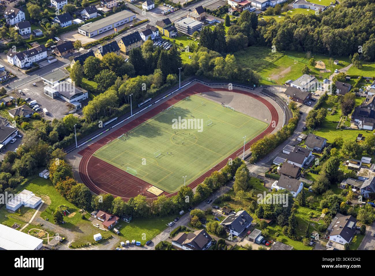 Aerial view, Sportplatz Eichen Fussballstadion und ...