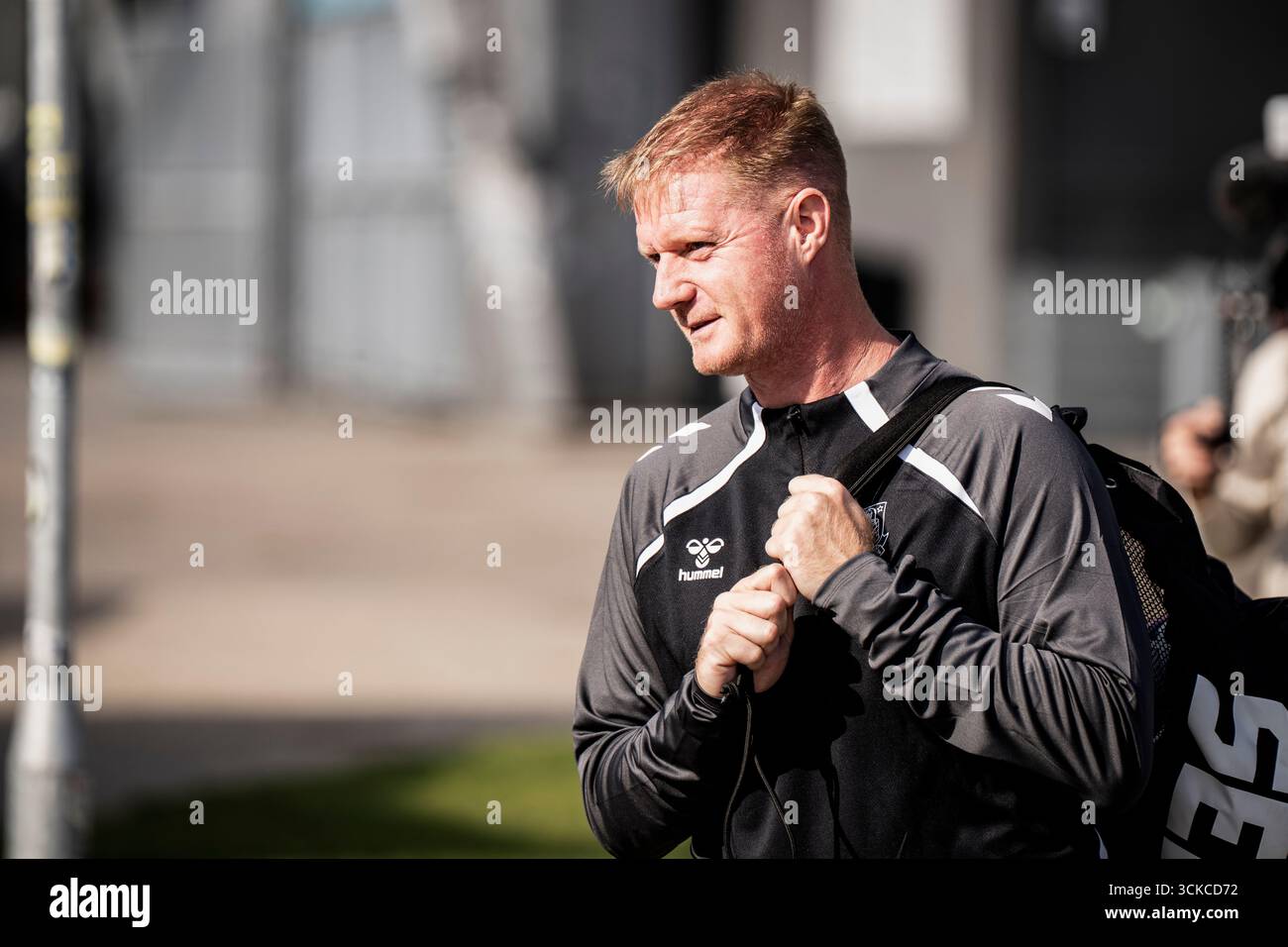 Assistant coach Alan Tate of the Superliga club Broendby IF trains with ...