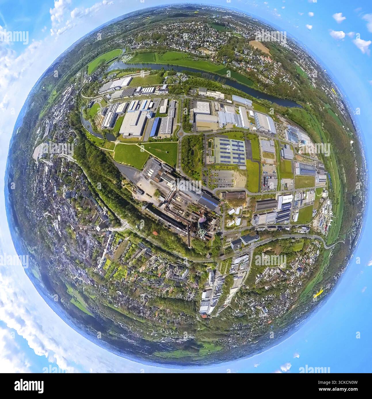 Aerial view, Henrichshuette, Landscape Park and Industrial Museum, Ruhr ...
