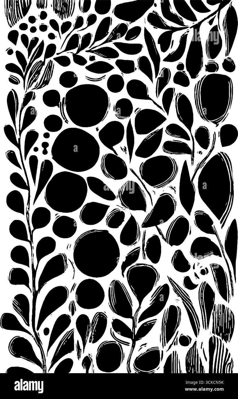 Black and white abstract seed sprouts pattern for artistic designs ...