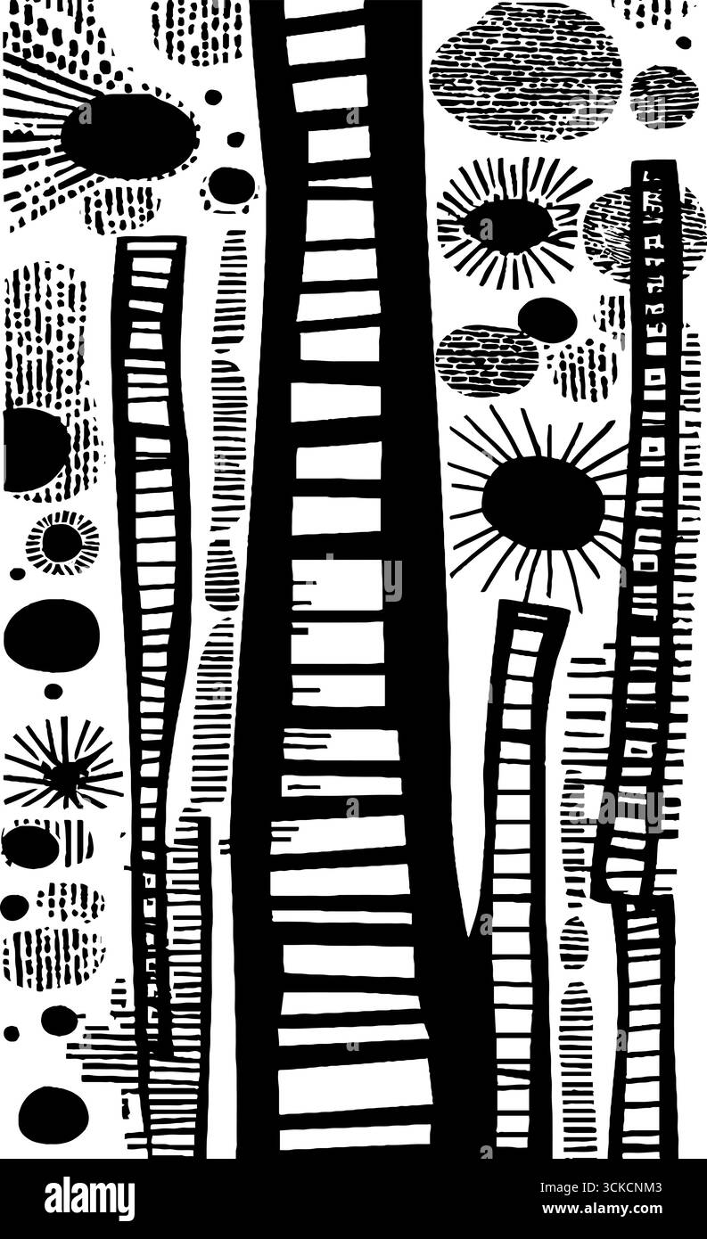 Abstract black and white pattern with symbolic ladders for modern ...