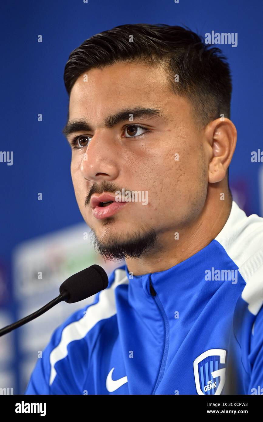 Genk's Jusef Erabi pictured during a press conference of Belgian soccer team KRC Genk to present ...