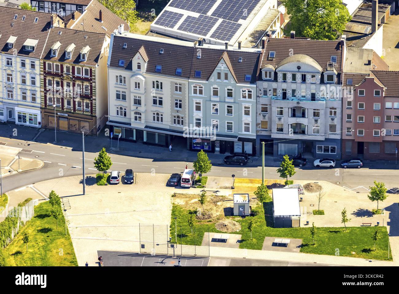 Aerial view, station rear view, residential buildings Wehringhauser ...