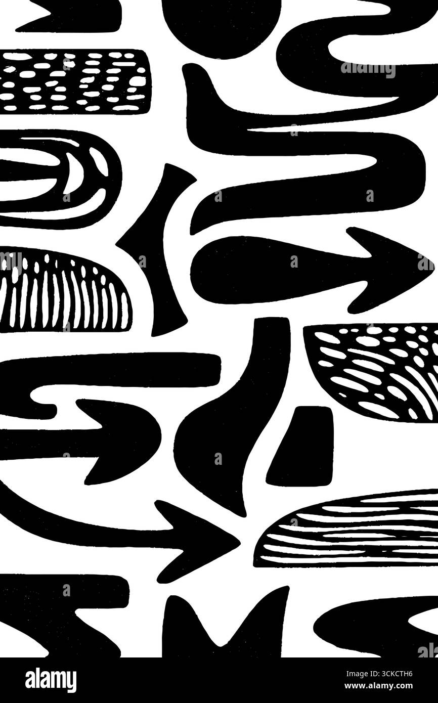 Abstract pattern of arrows and directions in black for modern design ...