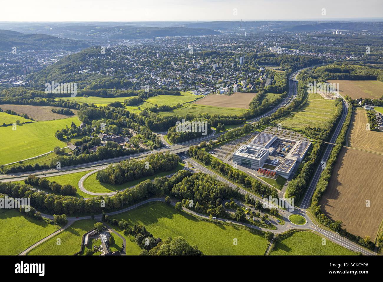 Aerial view, ENERVIE - Suedwestfalen Energie und Wasser AG, Emst, Hagen ...