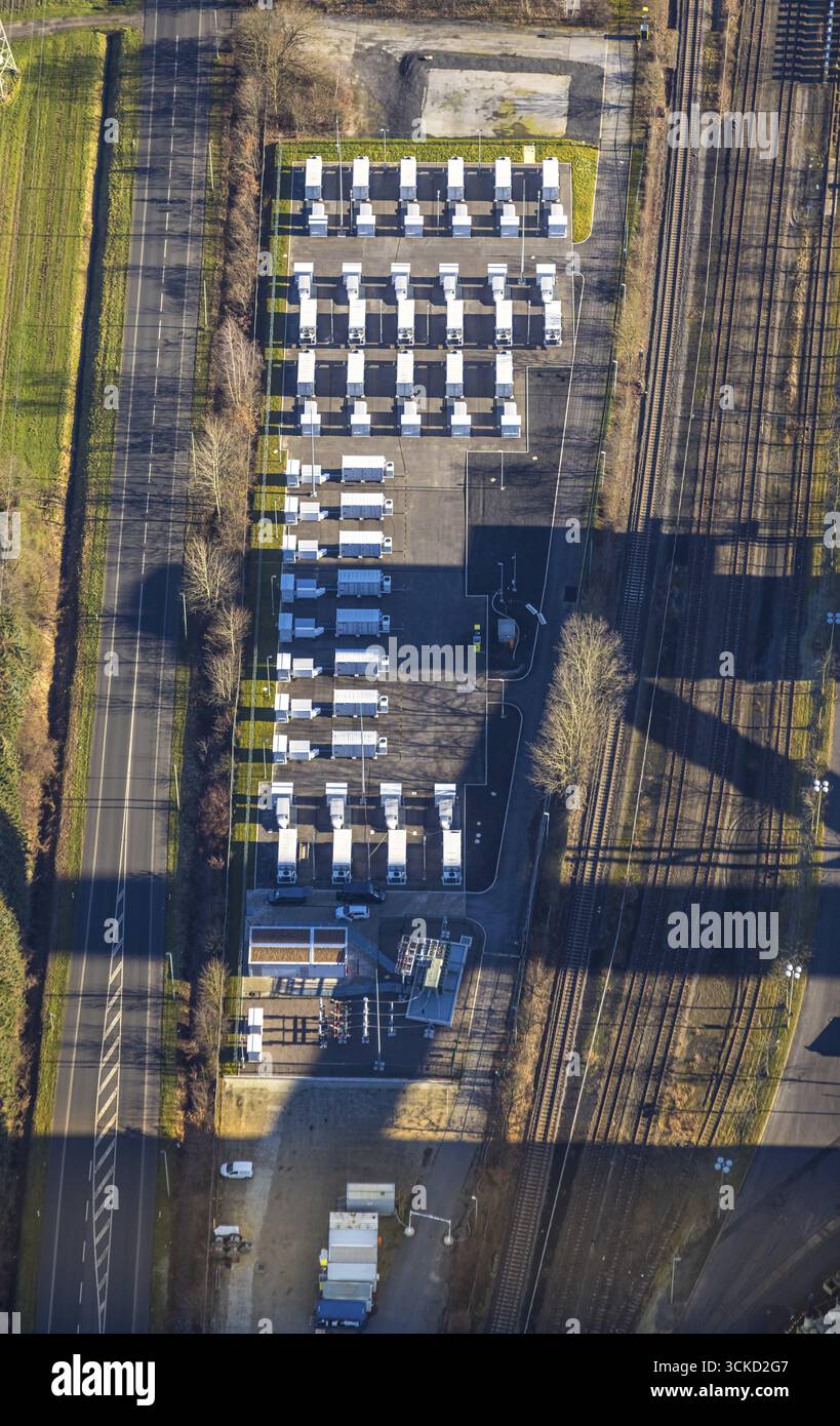 Aerial view, stationary batteries for electricity storage, innovative ...