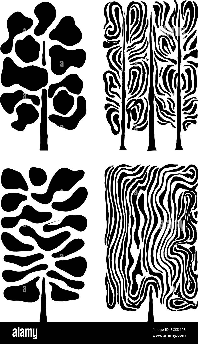 Stylized tree patterns depicting four seasons concept for artistic ...