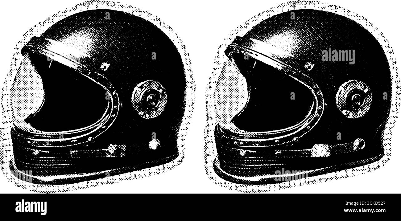 Halftone astronaut helmet in retro sci-fi style for creative designs ...