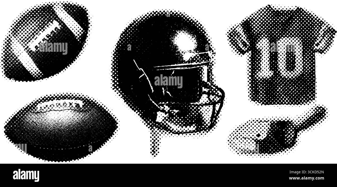 Retro sports collection: halftone football gear and accessories for ...