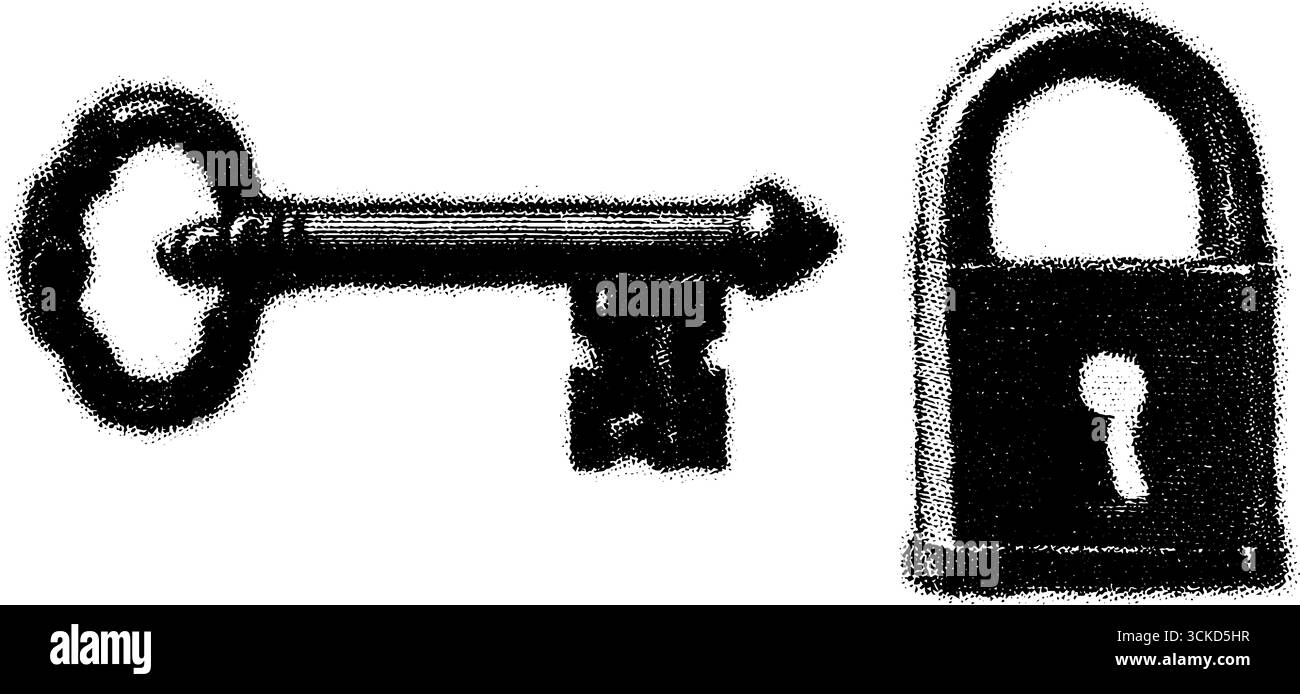 Retro halftone key and lock design for vintage projects Stock Vector ...