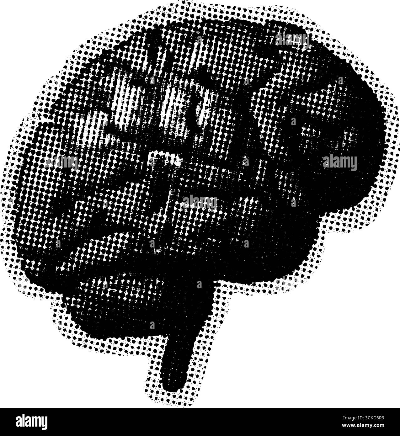Monochrome halftone human brain art for innovative design projects ...