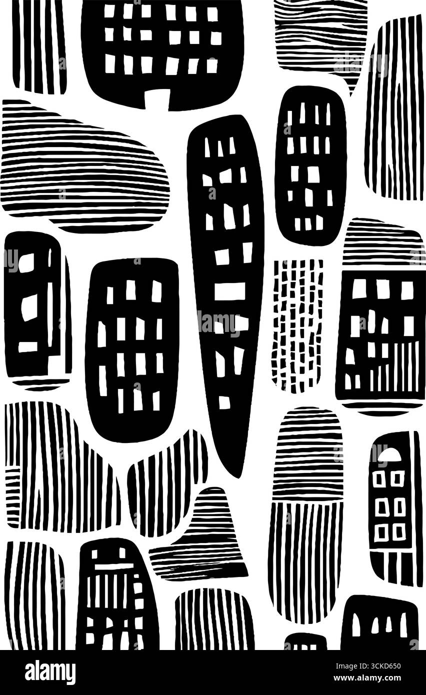 Abstract urban design with stylised buildings and streets for creative ...