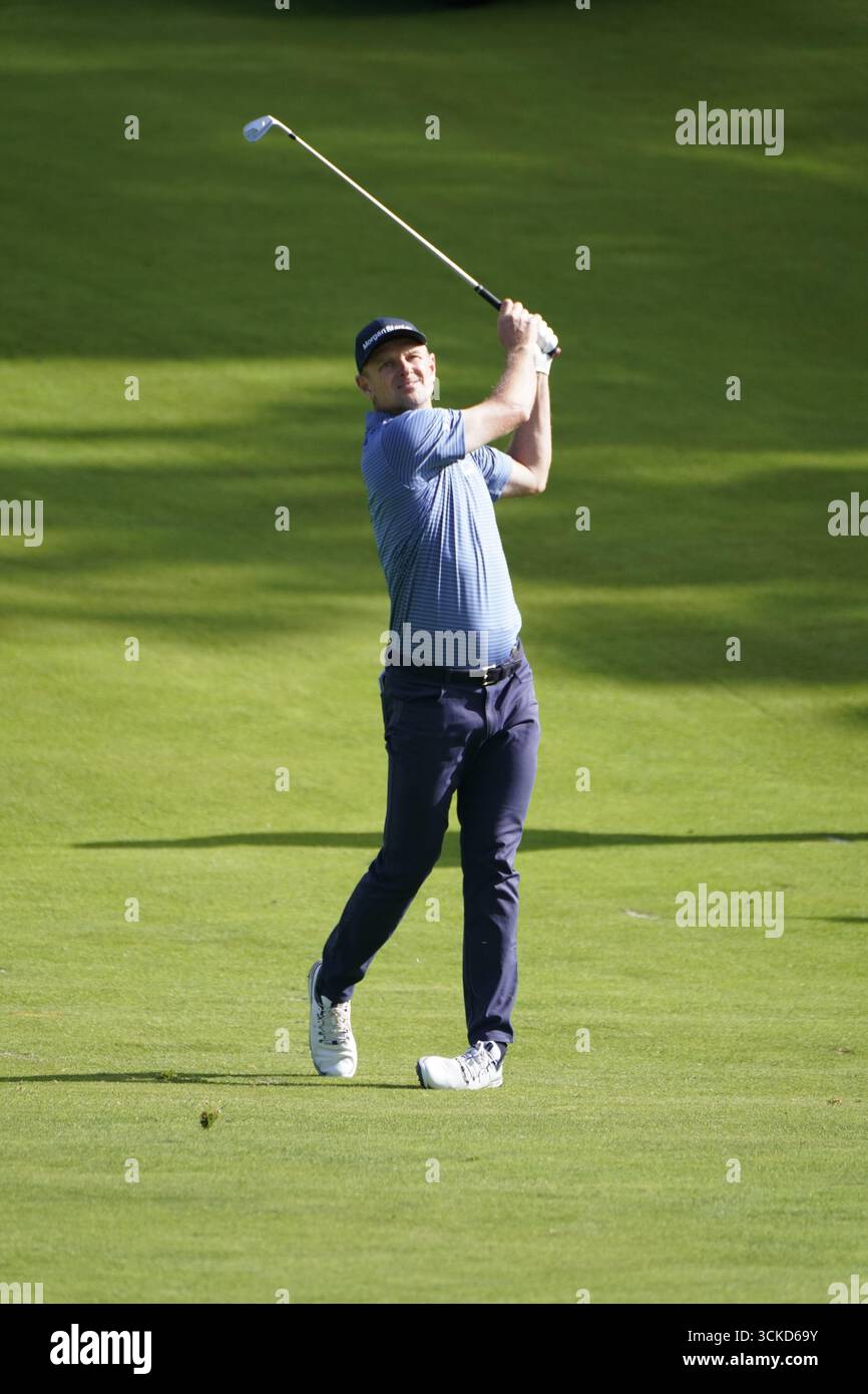 Justin Rose In action on the 1st day at The BMW PGA, Wentworth (West ...