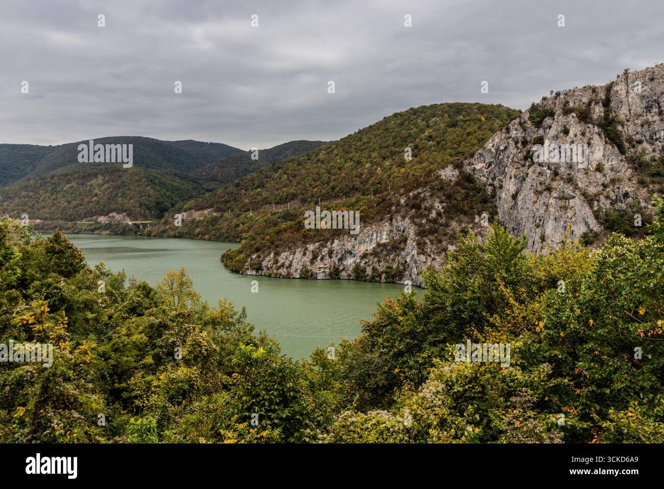 Iron Gate reservoir on Danube river between Serbia and Romania Stock ...