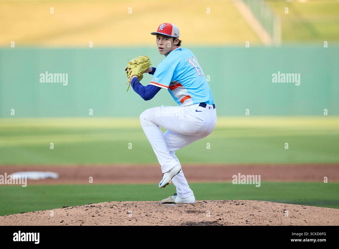 Cielo Azul de Oklahoma City starting pitcher Roki Sasaki (11) in action ...