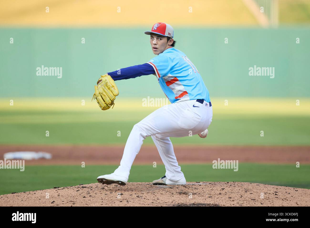 Cielo Azul de Oklahoma City starting pitcher Roki Sasaki (11) in action ...