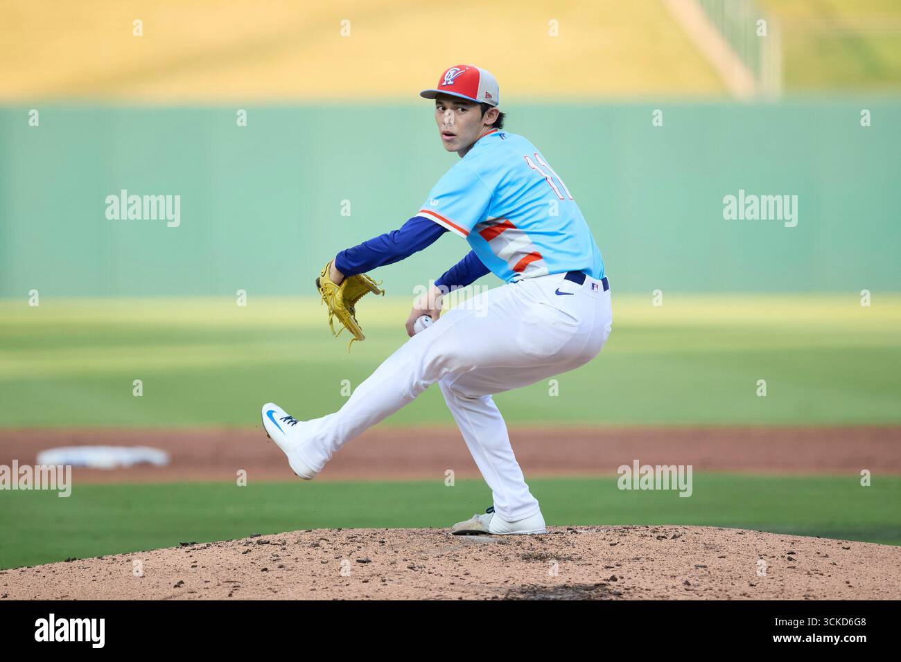 Cielo Azul de Oklahoma City starting pitcher Roki Sasaki (11) in action ...