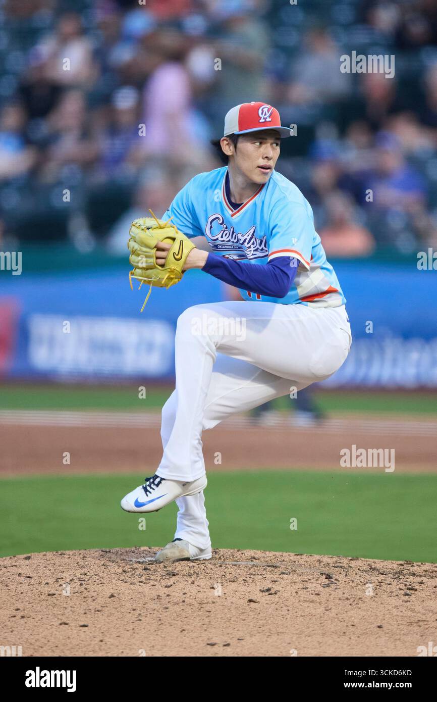 Cielo Azul de Oklahoma City starting pitcher Roki Sasaki (11) in action ...