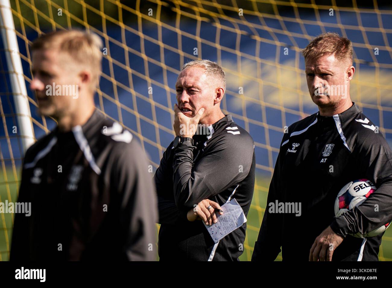 Head coach Steve Cooper and assistant coach Allan Tate as the Superliga club Broendby IF trains ...