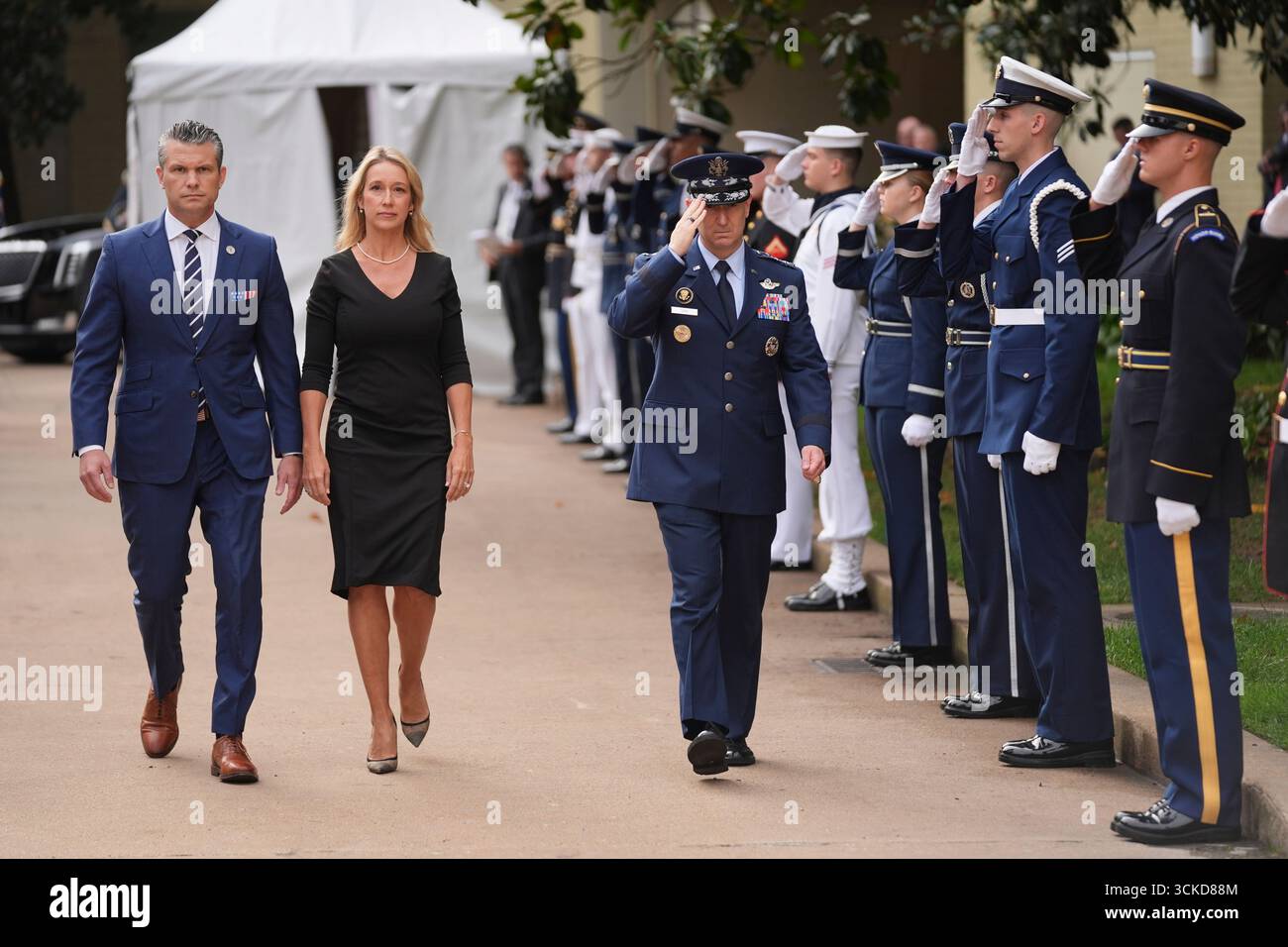 Defense Secretary Pete Hegseth and his wife Jennifer Rauchet, arrive ...