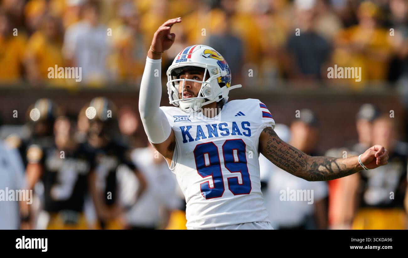 Kansas place kicker Laith Marjan (99) during an NCAA college football ...