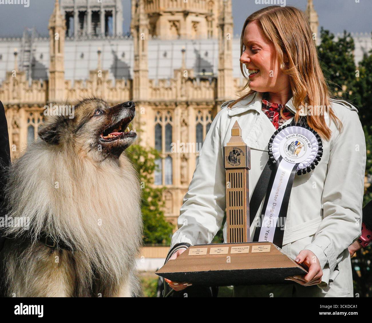 London, UK, 11th Sep 2025. Sarah Edwards MP (right) and Poykee the ...
