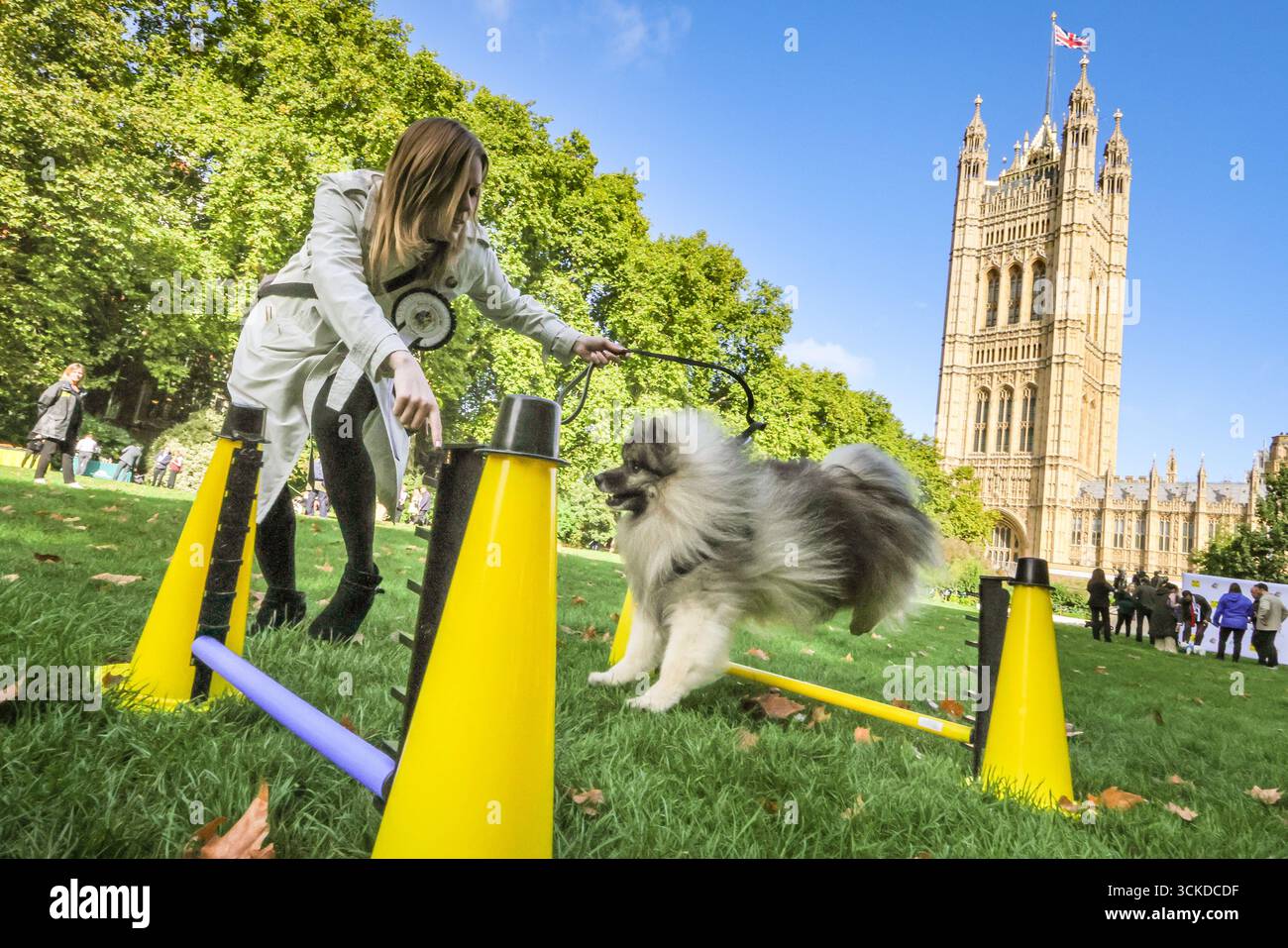 London, UK, 11th Sep 2025. Sarah Edwards MP and Poykee the Keeshond ...