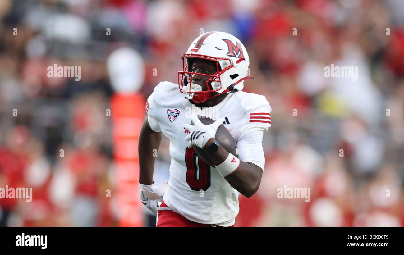 Miami (OH) Keith Reynolds (1) in action against Rutgers during an NCAA football game on Saturday ...