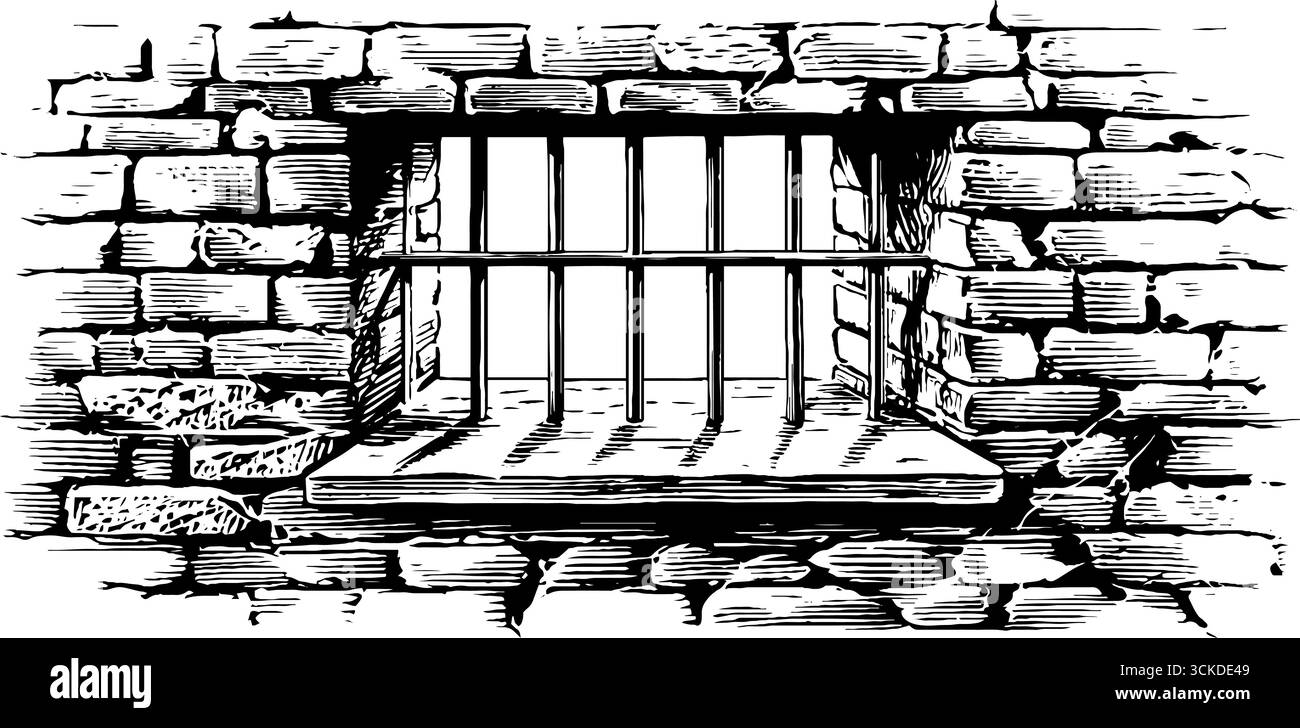 Hand drawn engraved illustration of brutalist block window design Stock ...