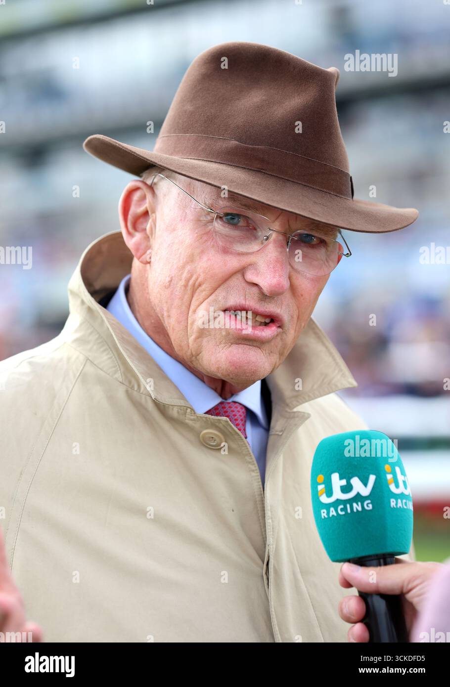 Trainer John Gosden being interviewed by itv Racing during Ladies Day ...
