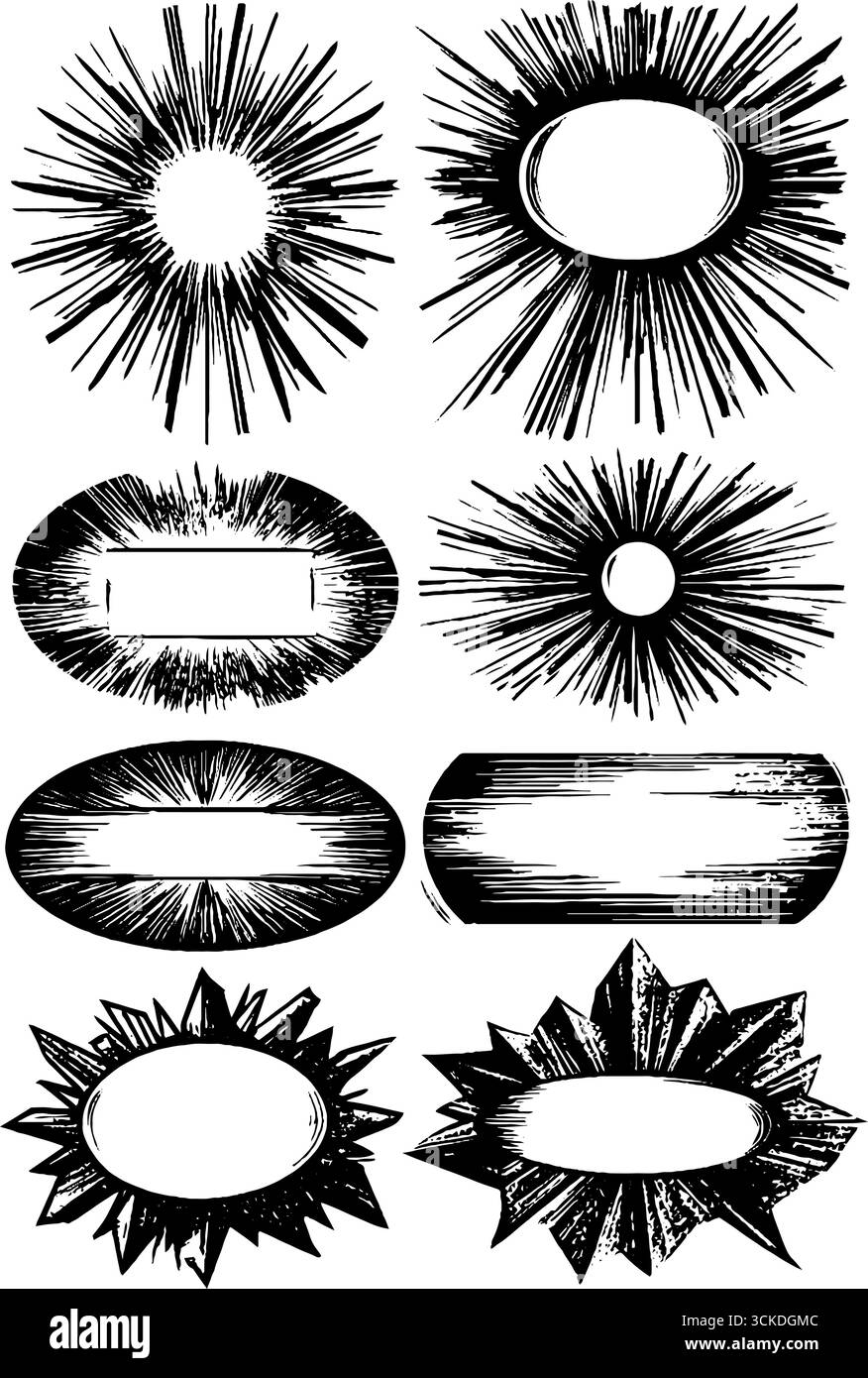 Vintage engraved illustration set of futurist frame layouts for design ...