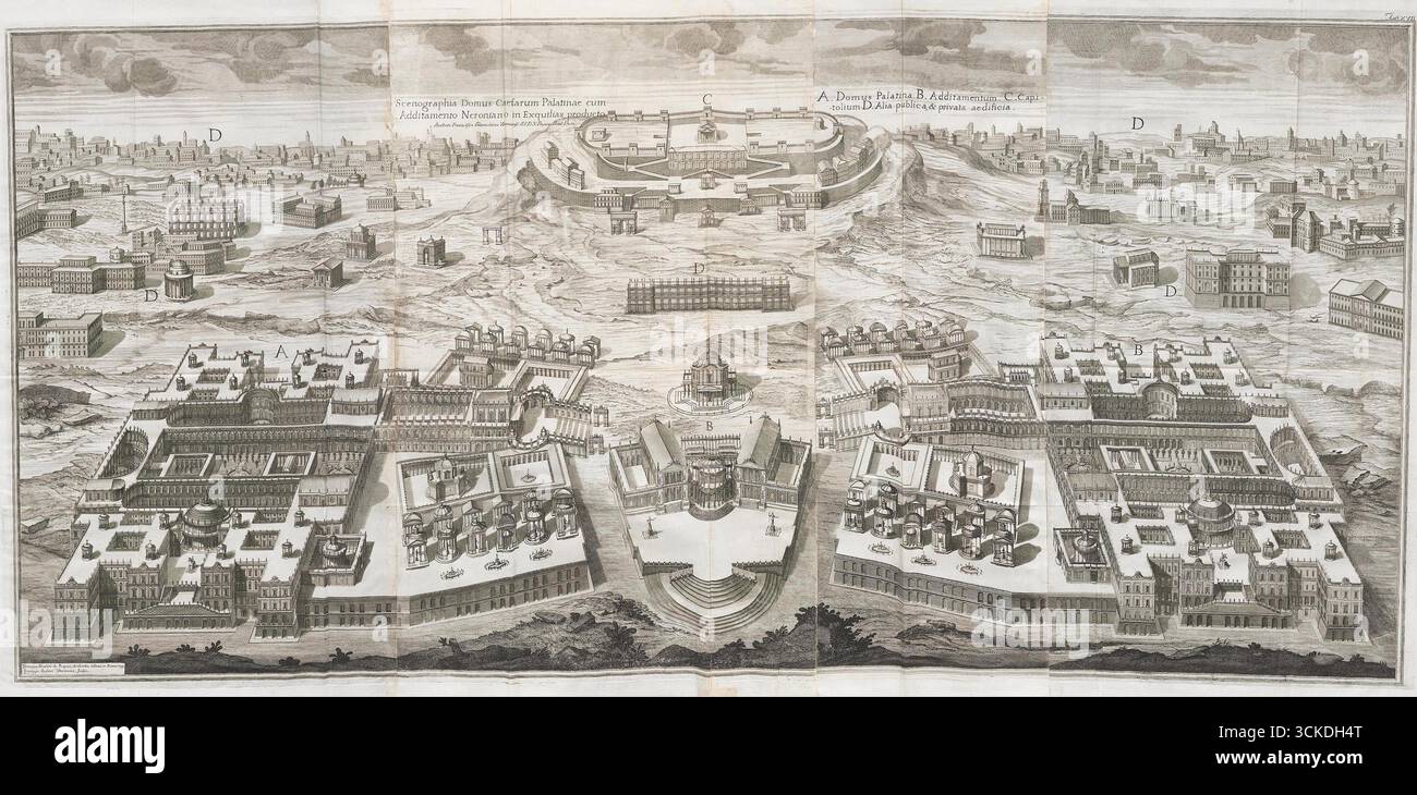 Imperial Palace in Ancient Rome, drawing by Francesco Bianchini in his ...