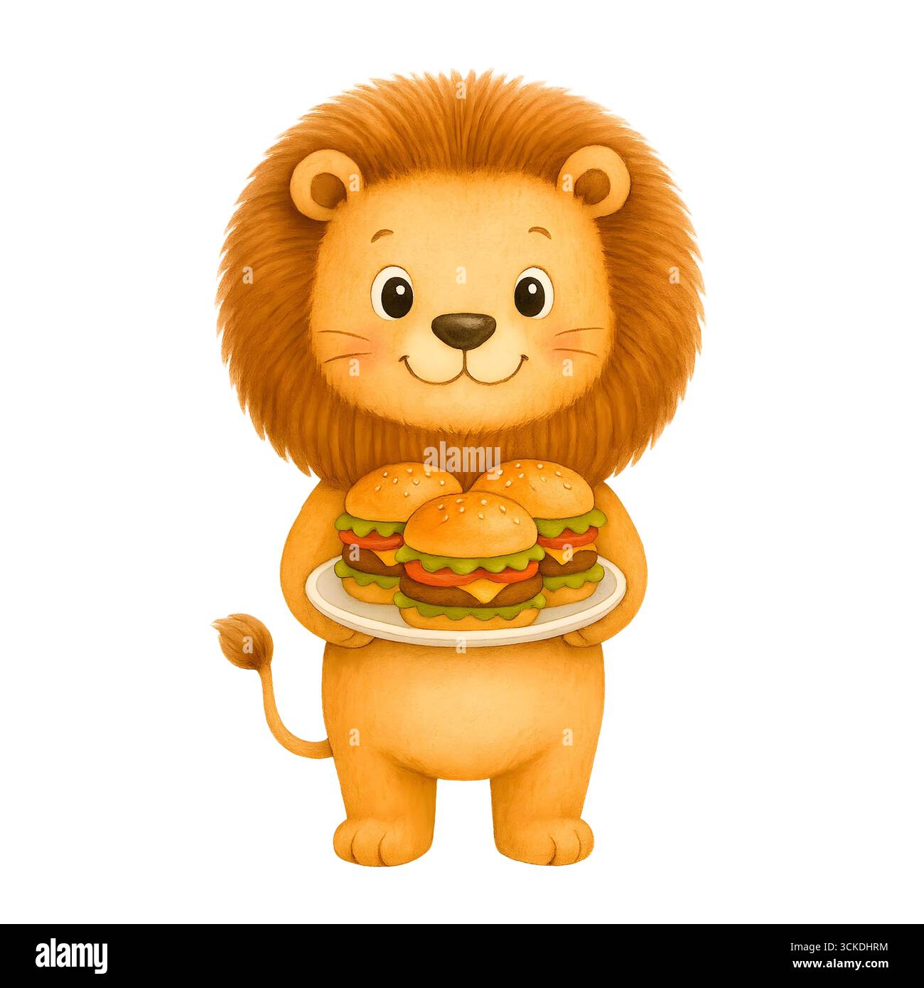 Cute Watercolor Lion Illustration, Adorable Safari Animal Clipart Stock ...