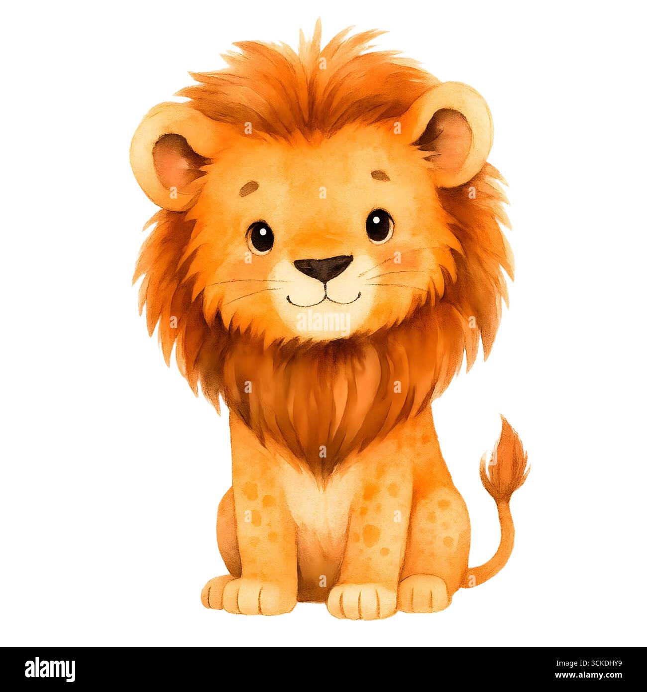Cute Watercolor Lion Illustration, Adorable Safari Animal Clipart Stock ...
