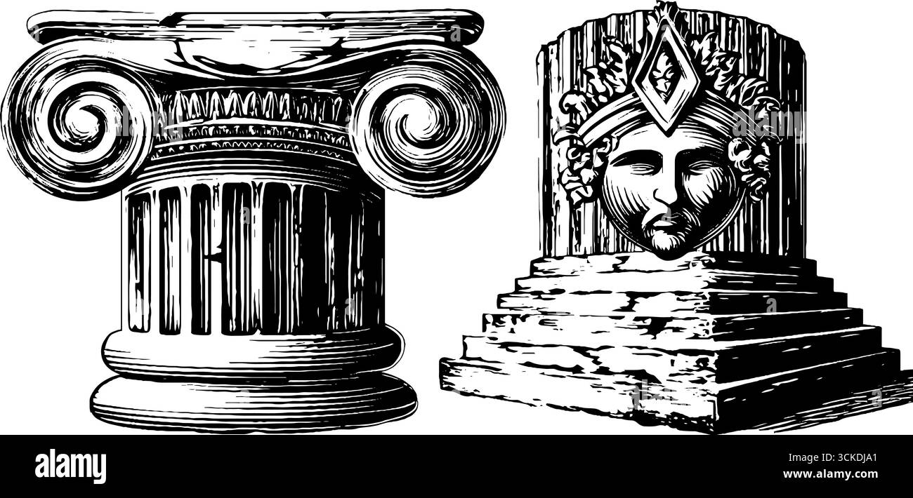 Greek theatre mask engraving Stock Vector Images - Alamy