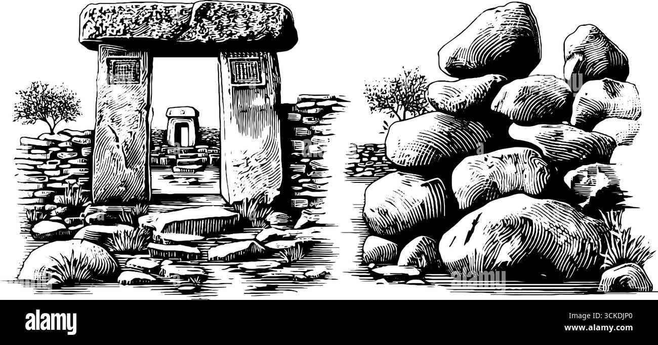 Door ancient engraving historical Black and White Stock Photos & Images ...