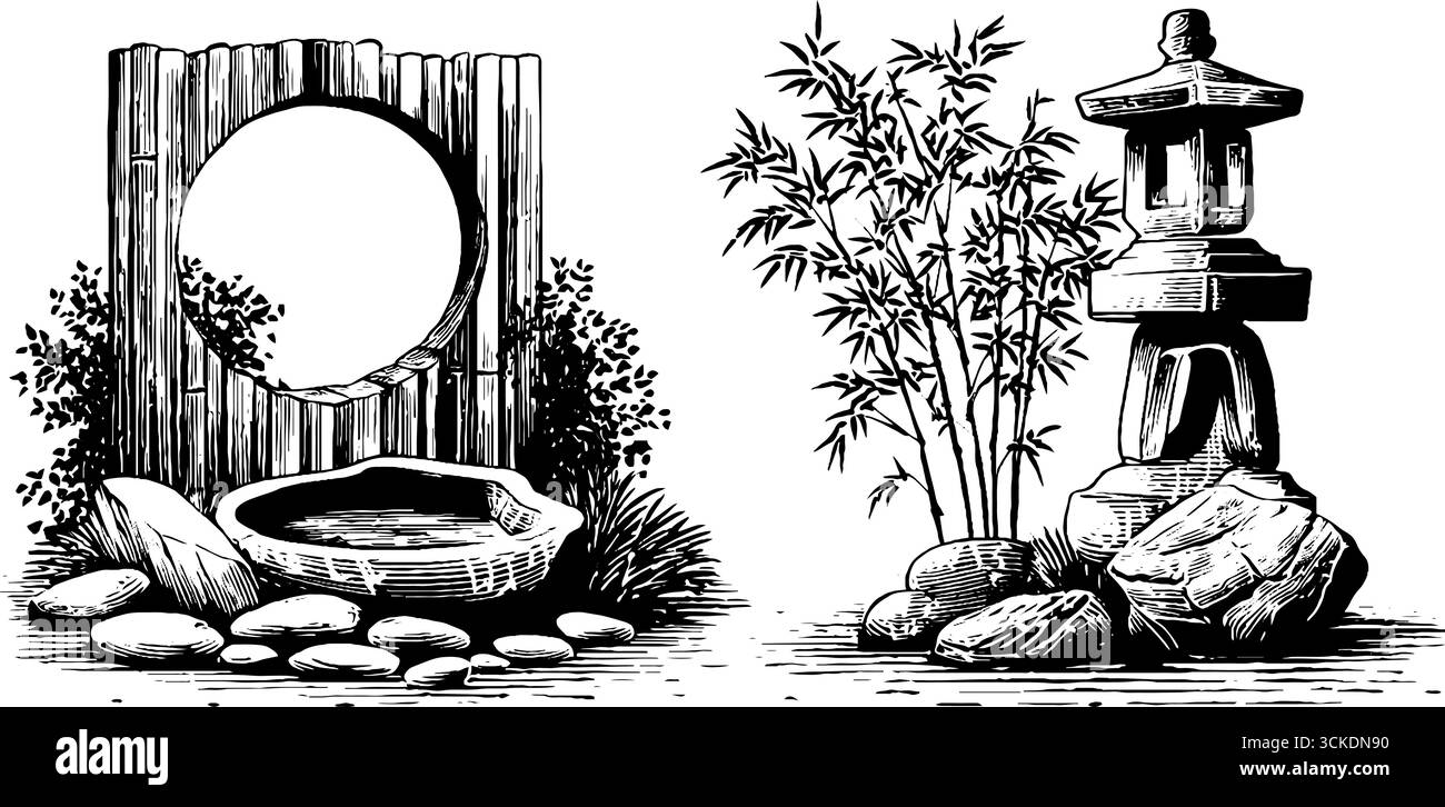 Japanese garden contemplation in Cut Out Stock Images & Pictures - Alamy