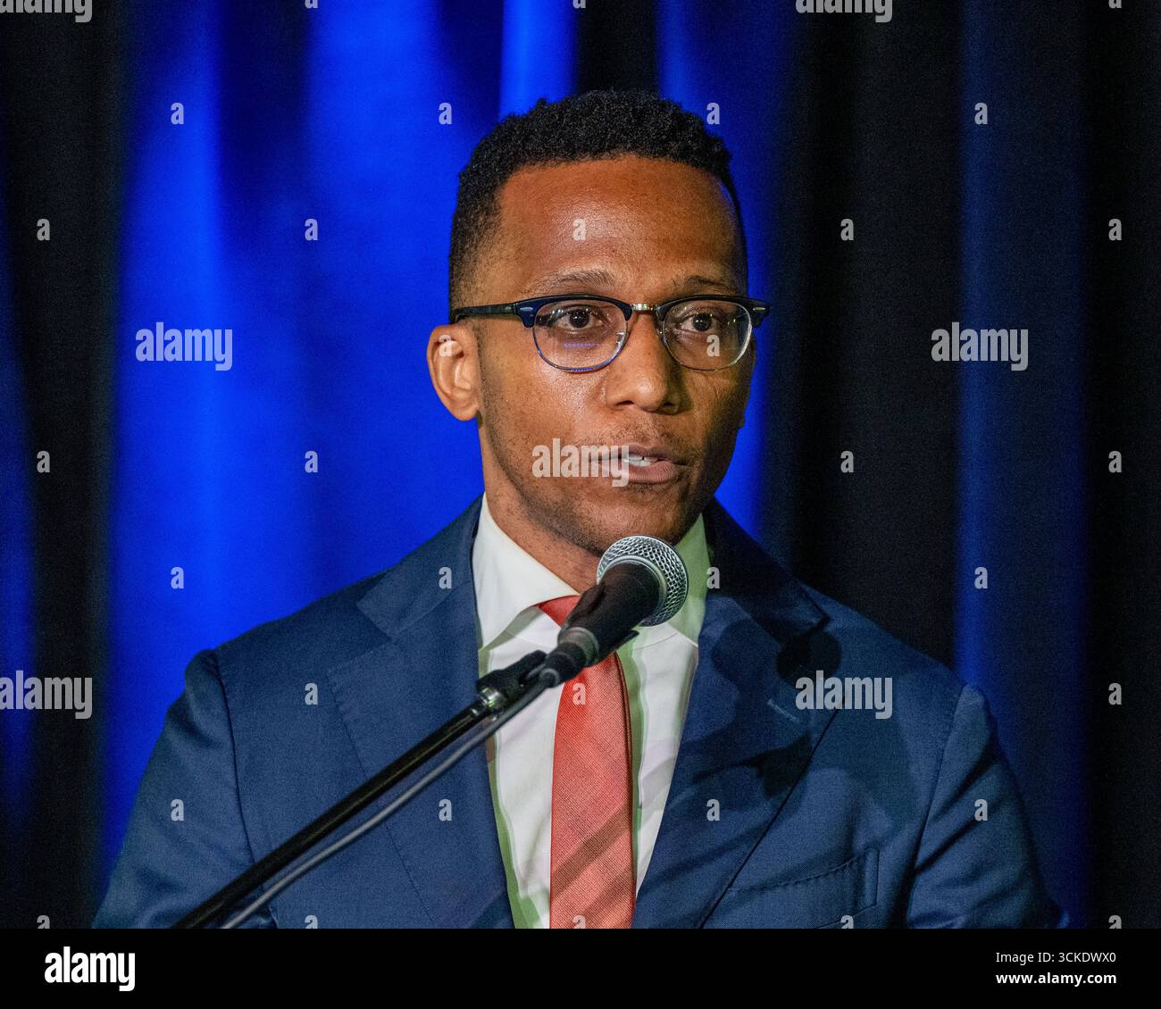 Christian Menefee speaks on stage during the 18th Congressional ...