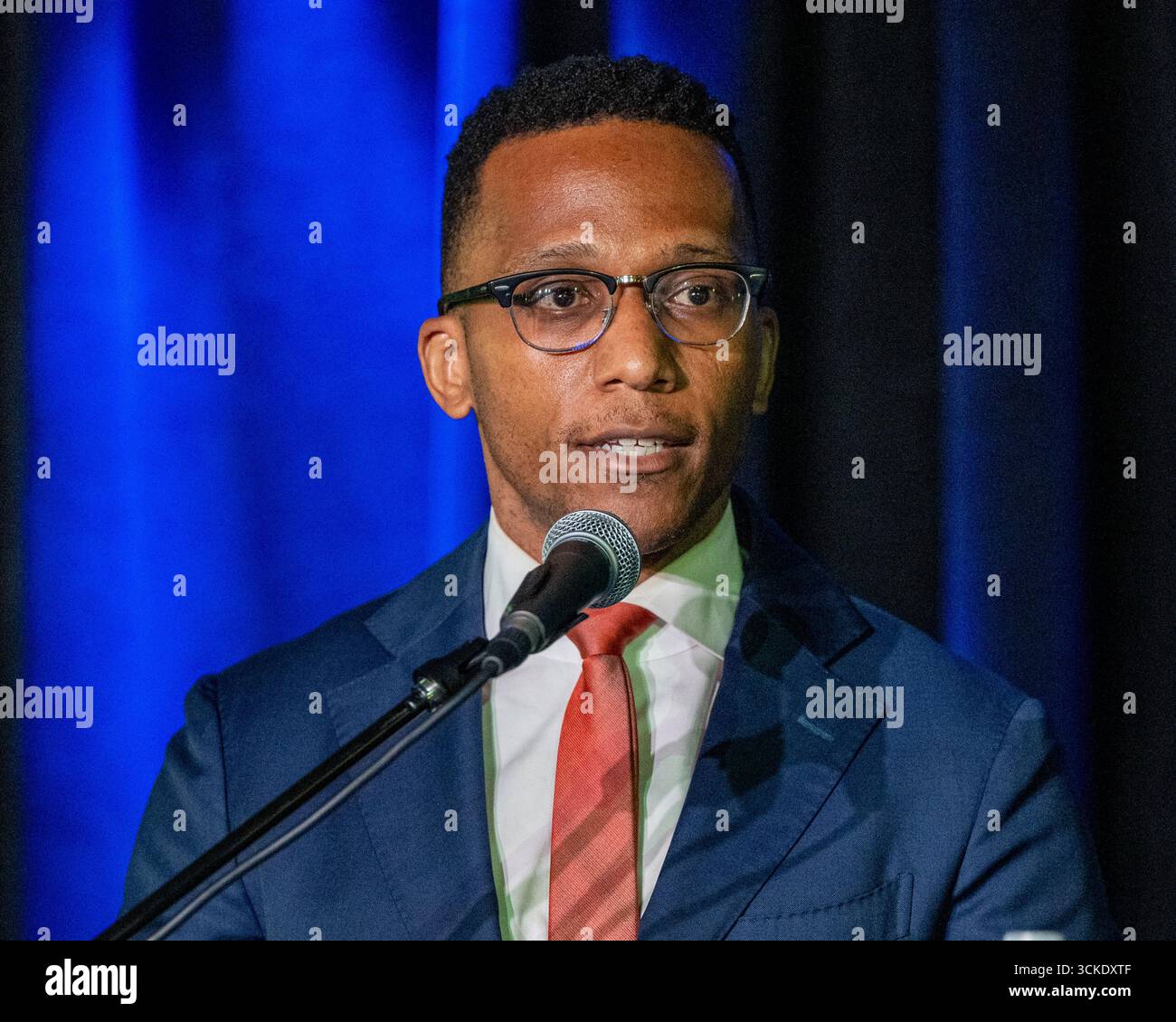 Christian Menefee speaks on stage during the 18th Congressional ...