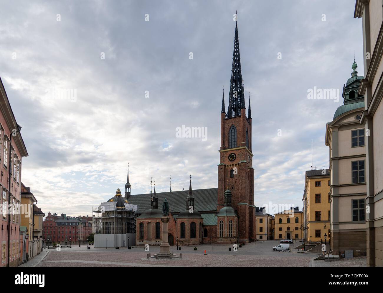 View of Riddarholmen Church in Stockholm Old Town used for burial and ...
