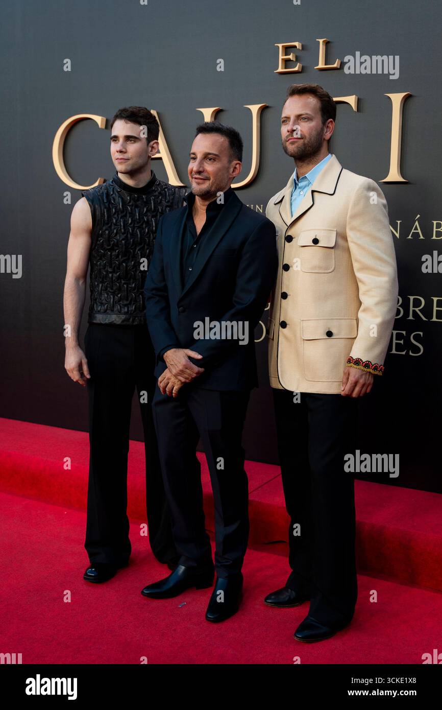 Julio Peña, Alejandro Amenabar, Alessandro Borghi attends to 'El Cautivo' Premiere at Callao ...