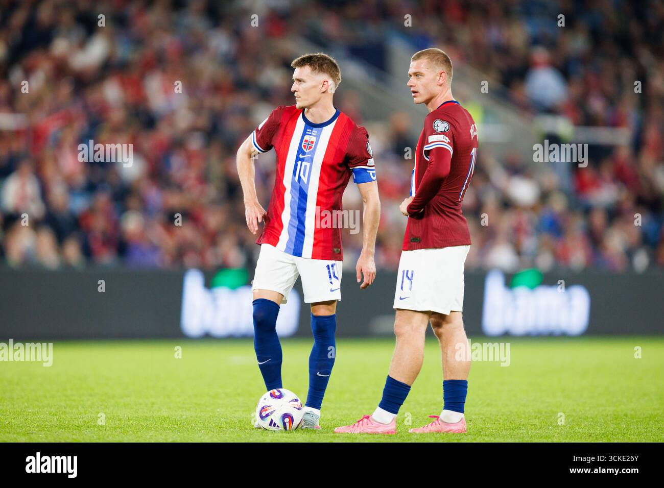 Oslo, Norway. 09th, September 2025. Martin Odegaard (10) and Julian ...