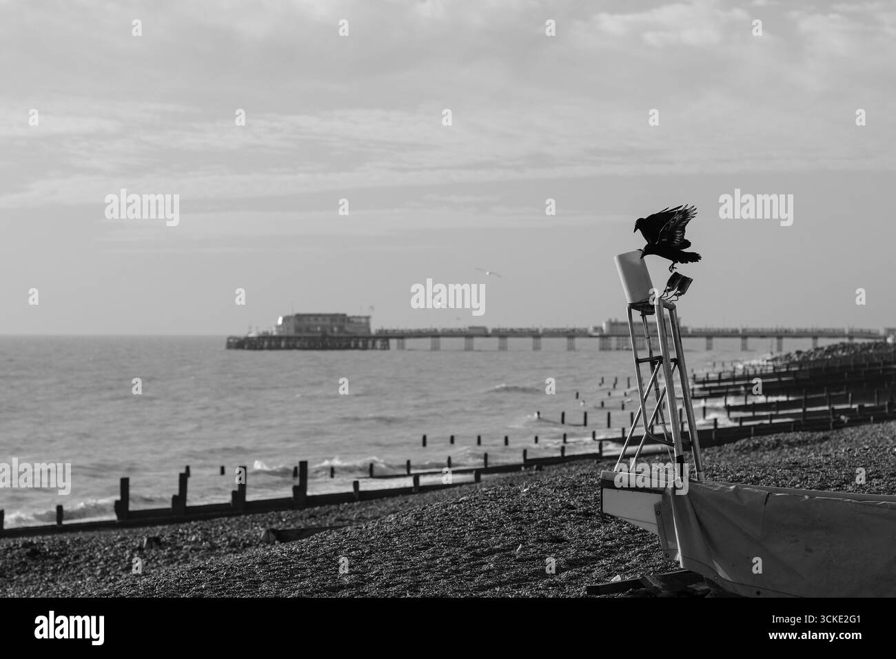 WORTHING SEASIDE TOWN WEST SUSSEX BEACH HUTS CHALETS PIER Stock Photo ...