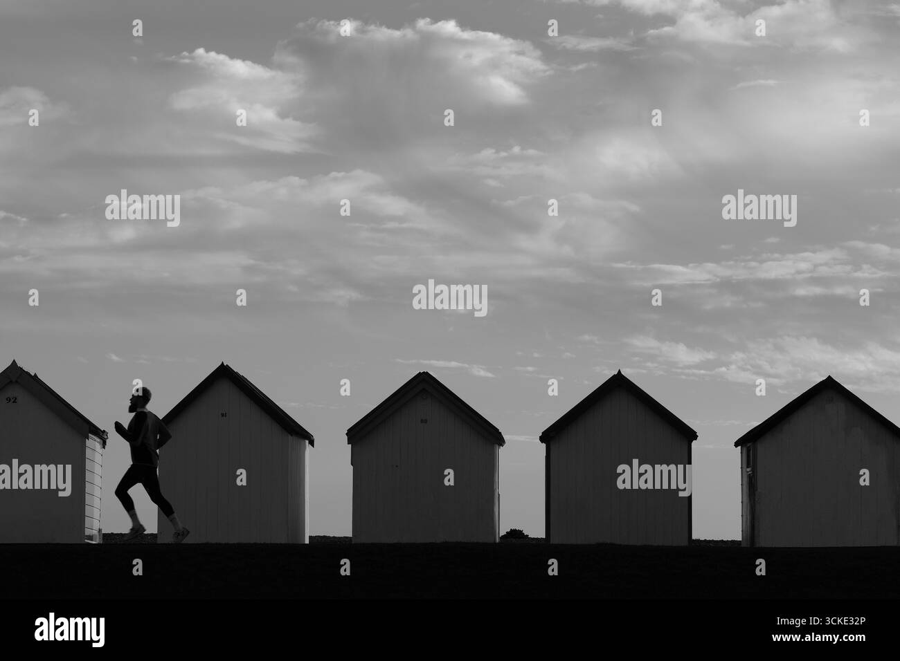 WORTHING SEASIDE TOWN WEST SUSSEX BEACH HUTS CHALETS PIER Stock Photo ...