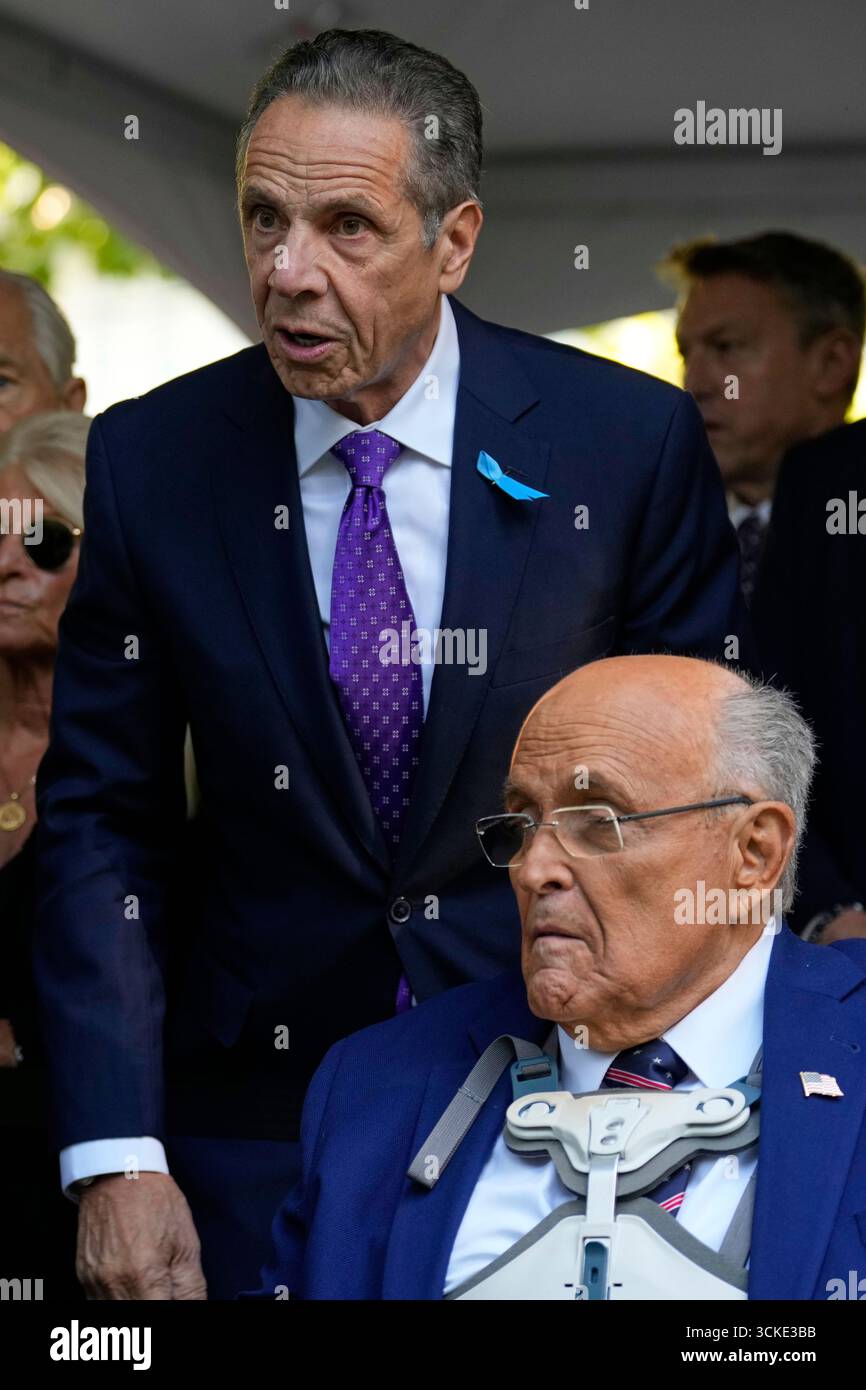 Current mayoral candidate Andrew Cuomo, left, greets former NYC mayor ...