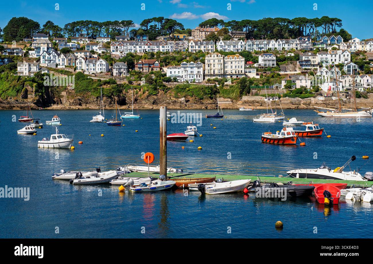 View across the River Fowey towards the town of Fowey from Polruan ...