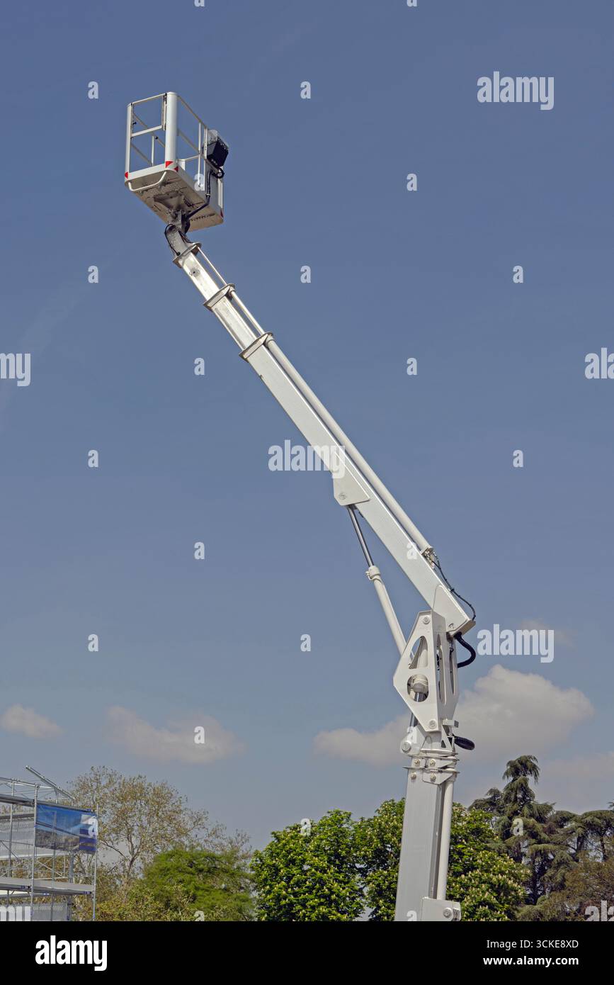 Hydraulic Platform Elevated Work Telescopic Boom Crane Blue Sky Stock ...