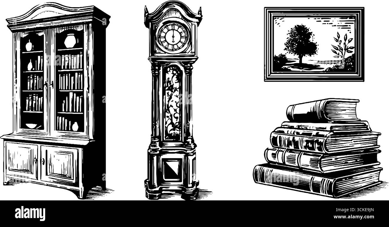 Mahogany grandfather clock Stock Vector Images - Alamy