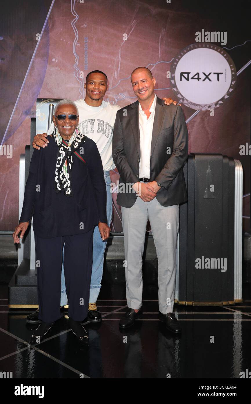 Bethann Hardison, Russell Westbrook, and Imad Izemrane visit the Empire State Building in ...